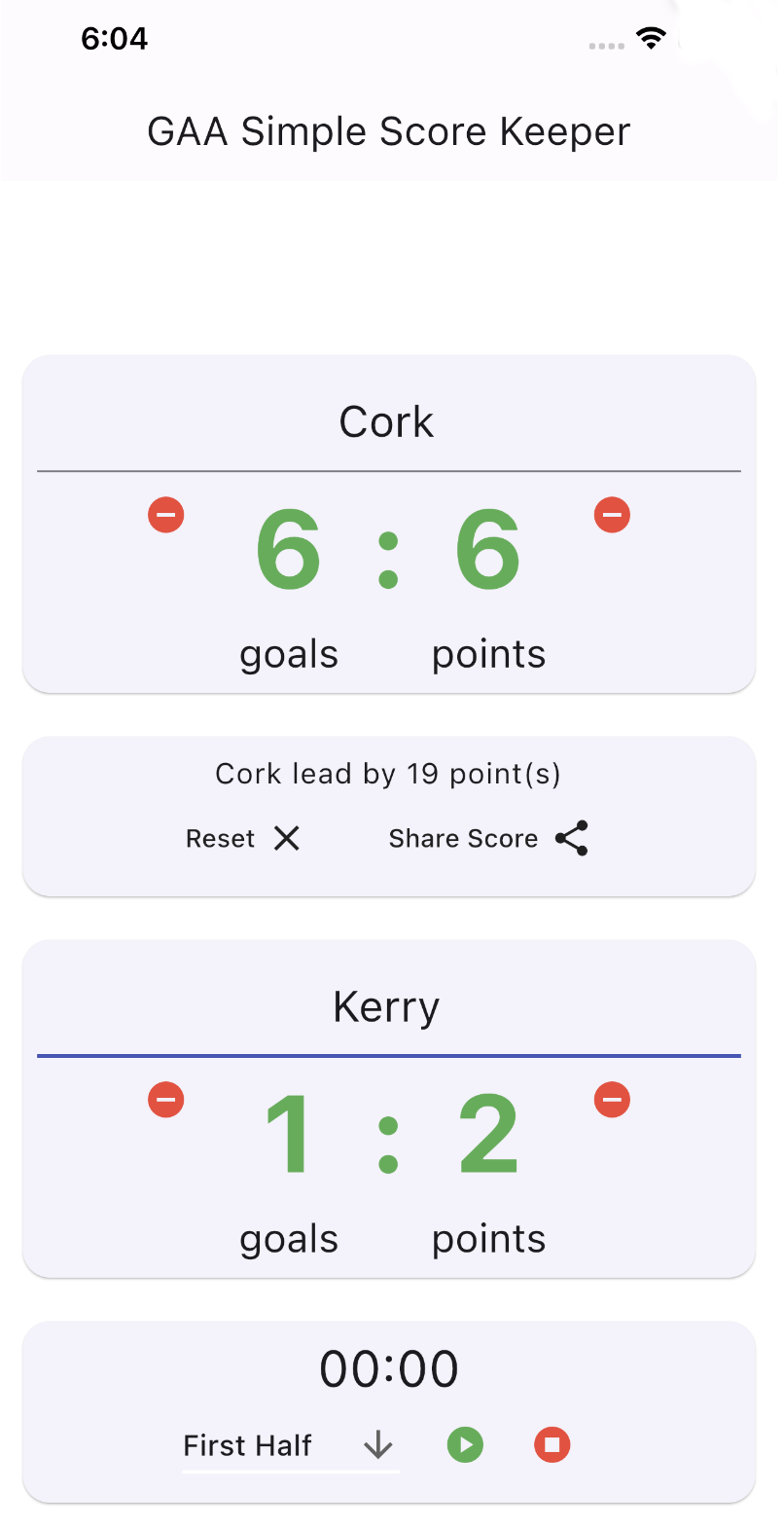 GAA Simple Score Keeper – FlightInfoApps – Android and iPhone airport apps